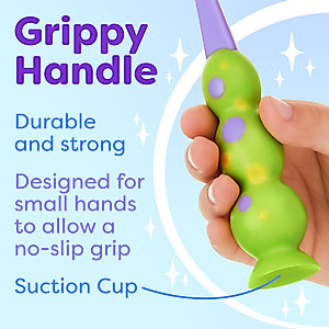 Kids Toothbrush 4 Pack - Soft Bristles with Suction Cup - Toothbrush Kids, Child Sized Brush Heads, 3-10 Year Old Kid Toothbrush with Easy Storage - Toddler, Girl and Boy Set (4-Pack, Multi-Color)