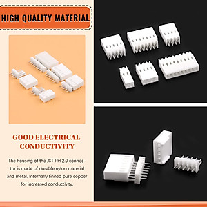 Tanstic 440Pcs 2.54mm KF2510 Connector Kit Including 140Pcs 2.0mm Pitch 2/3/4/5/6/7/8/9/10 Pin Female and Male Housing Connector Adapter Plug and 300Pcs 2.0mm Pin Headers Terminals