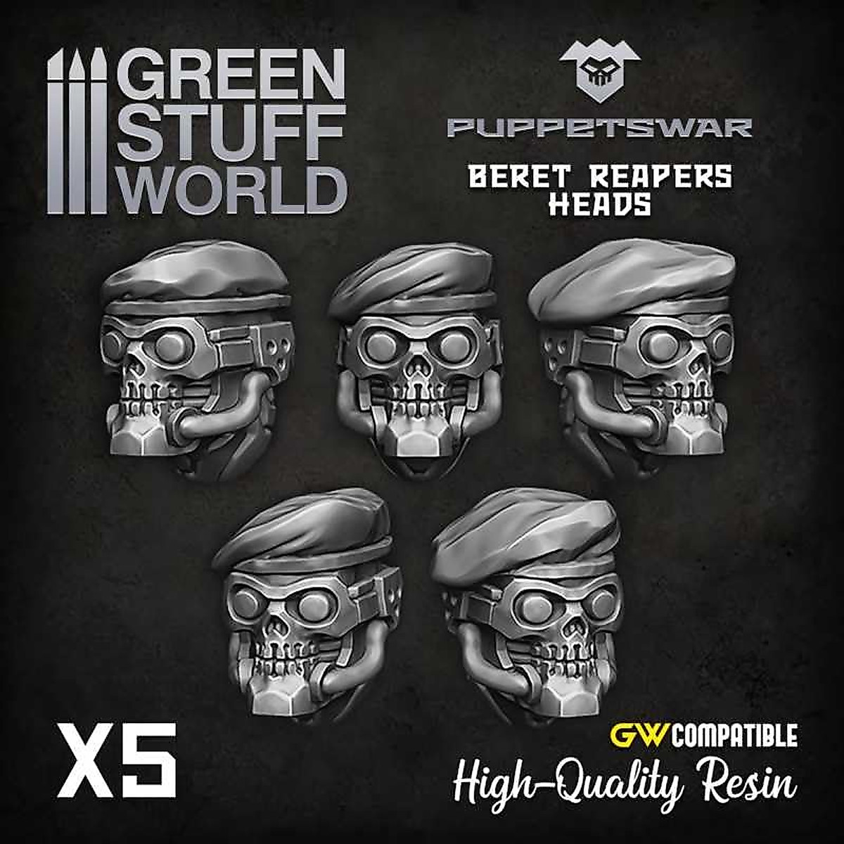 Green Stuff World for Models & Miniatures Beret Reapers Heads S326