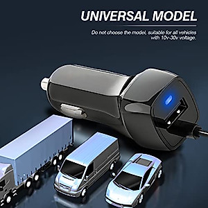 iPhone Car Charger, 3A Super Fast Cigarette Lighter Plug in Adapter with Extra USB Port, Cell Phone Charger with Built-in 4.9ft Coiled Cable, Vehicle Fast Charging for iPhone and More