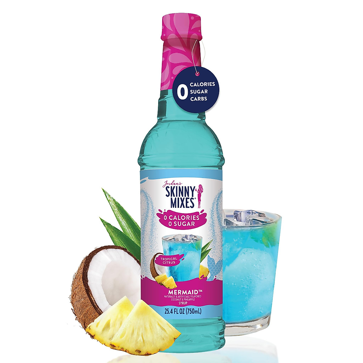 New! Jordan's Skinny Mixes Sugar Free Syrup, Mermaid Flavor, Fruit Flavored Water Enhancer, Drink Mix for Ice Tea, Lemonade & More, Zero Calorie Flavoring, Keto Friendly, 25.4 Fl Oz, 1 Pack