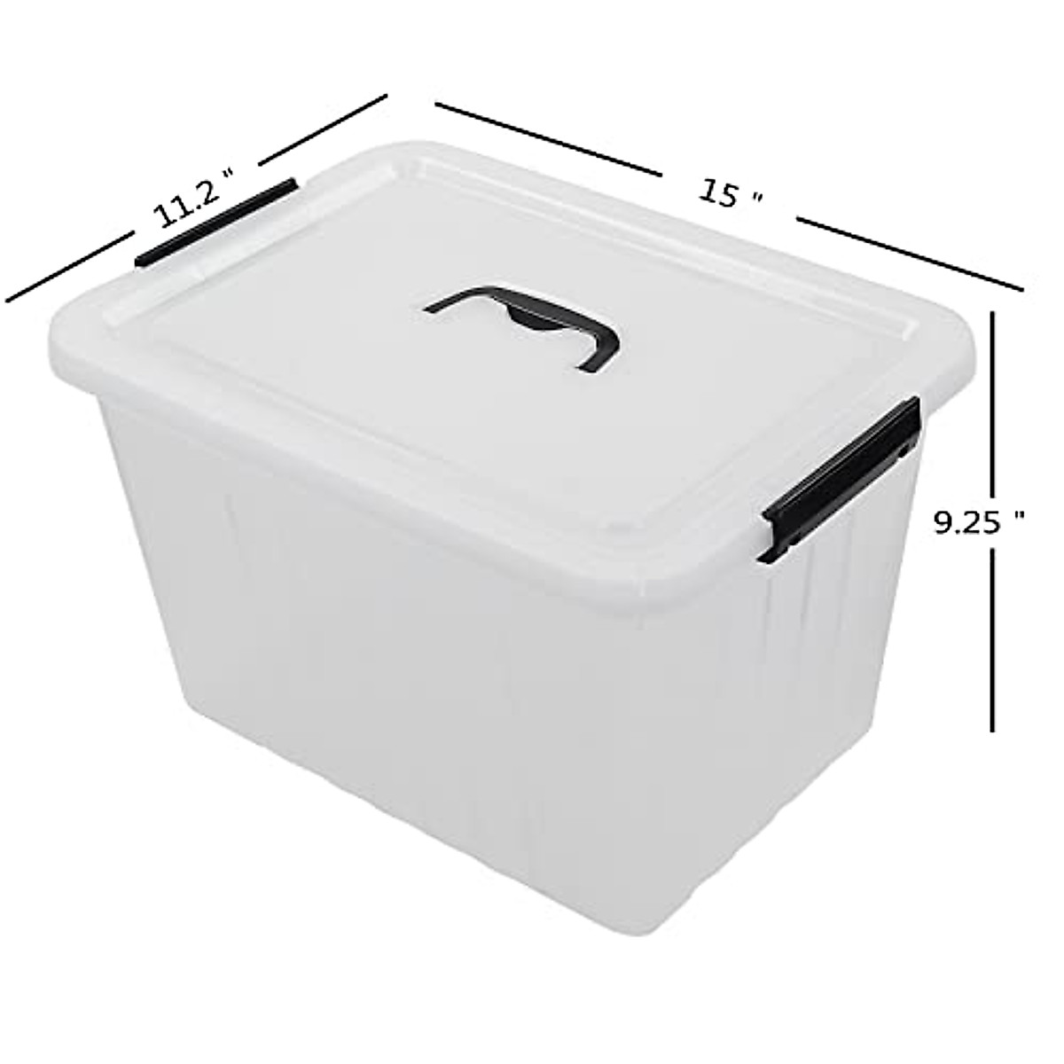 Readsky 4-Pack Clear Plastic Storage Latch Bin with Lids and Handle, 17 Liters