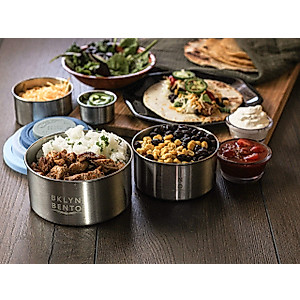 Stainless Steel Food Container With Leak Proof Silicone Lid | Metal Lunch Box | Bento Box | Food Storage | Great For Portion Control [Set of 4]