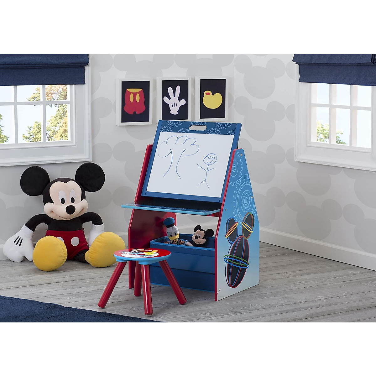 Delta Children Kids Easel and Play Station – Ideal for Arts & Crafts, Drawing, Homeschooling and More - Greenguard Gold Certified, Disney Mickey Mouse