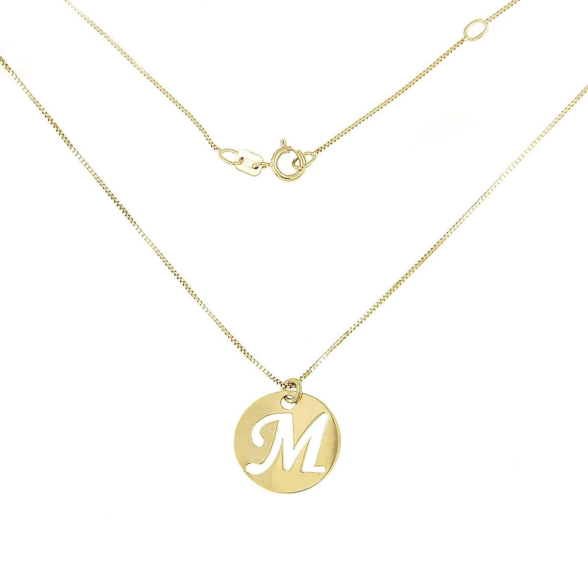 14k Gold Small Initial Medal Pendant Necklace for Girls Teen | Chain 16+2 inches | Jewelry from Italy