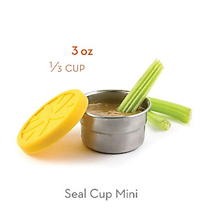 Ecolunchbox Seal Cup Mini | Stainless Steel Leak-Proof Seal Cup | Food Container with Silicone Lid, Holds 3oz (equivalent to 90 ml) | 2.6 inches Round by 1.5 inches Tall (6.6 cm Round x 3.8 cm Tall)