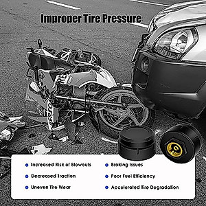 NEW CAR SOUL Bluetooth Motorcycle Tire Pressure Monitoring System with 2 External Sensors - Tire Pressure & Temperature Alarm - Wireless Motorcycle TPMS Supporting iOS and Android