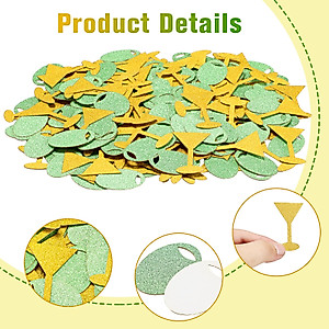 Hoolerry 330 Pcs Martini Cocktail Bachelorette Confetti Martini Birthday Confetti Martini Decorations for Party Craft Supplies Bridal Shower Table Decor, Green Round, Gold Wine Glass