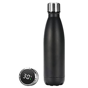 Olerd 17oz Smart Coffee Thermoses, Insulated Stainless Steel Water Bottle with LCD Touch Screen, Keep Hot Or Cold, Car Portable Travel Tea Coffee Vacuum Cup, Great for Travel, Picnic& Camping(Black)