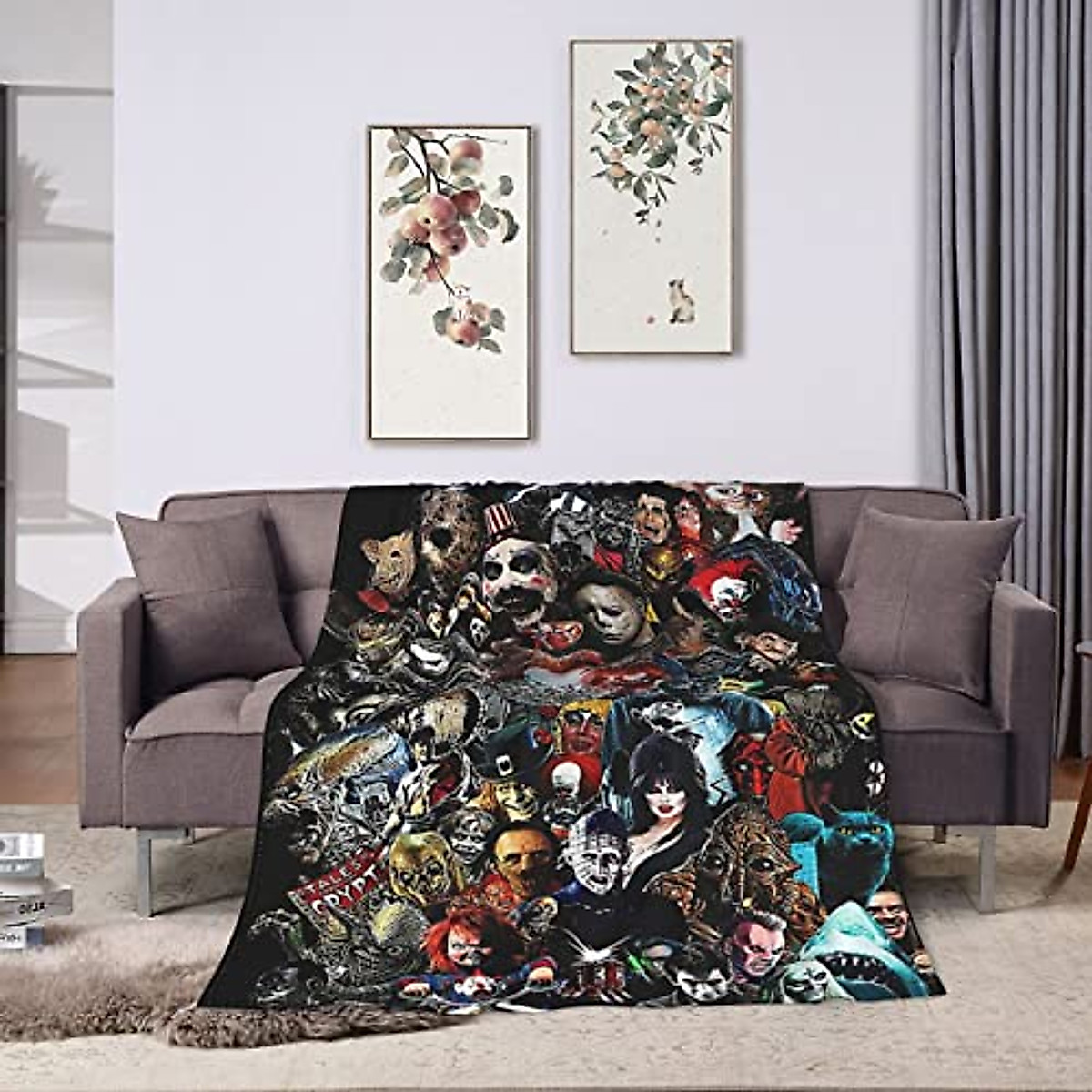 Horror Movie Characters (Many Faces of) Flannel Blanket,Super Soft, Comfortable and Warm, Perfect for Sofa, Living Room and Bedroom 80"X60"