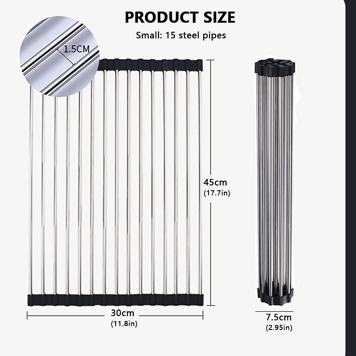 TILB Roll Up Dish Drying Rack Over The Sink Dish Drying Rack, Portable Stainless Steel Rolling Rack for Kitchen Sink, Foldable Drain Rack Easy to Clean and Sturdiness