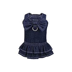 Girl Puppy Shirts for Small Dogs Dress Spring and Summer Pet Clothing Spring Cute Pet Supplies Denim Dress Pet Denim Dress