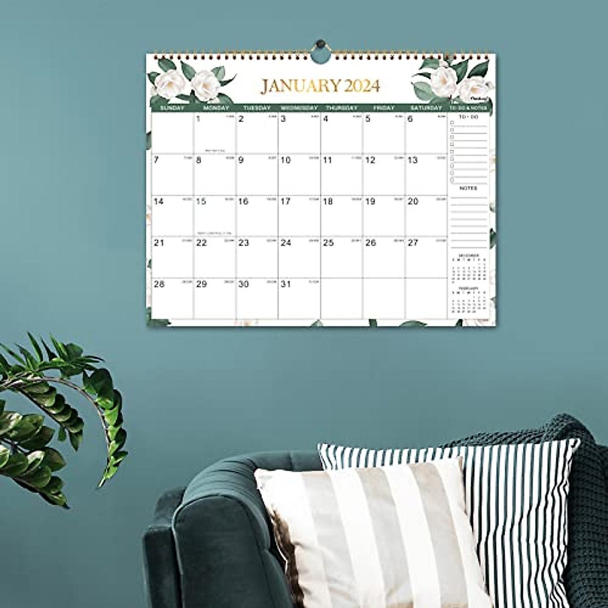 2023-2024 wall Calendar - Calendar 2023-2024 with Julian Date, July 2023 - December 2024, Twin-Wire-Bound, 14.8”x 11.57”, Thick Paper Perfect for Organizing & Planning, 6 Different Background Patterns