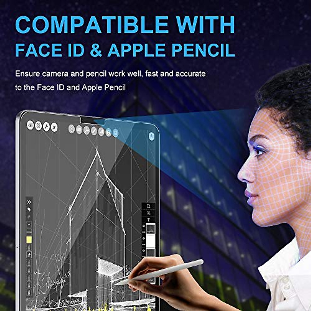 BASE MALL [2+2 Pack] iPad Pro 11-inch Tempered Glass Screen Protector + iPad Pro 4th/3rd/2nd Generation Camera Lens Protector, Apple Pencil/Face ID Compatible/Easy Installation/HD Clear