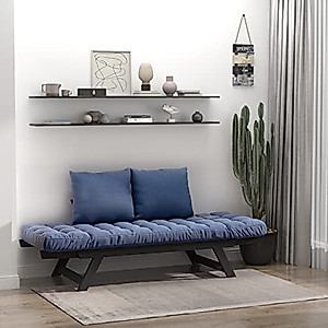 HOMCOM Single Person 3 Position Convertible Chaise Lounger Sofa Bed with 2 Large Pillows and Oak Frame, Dark Blue