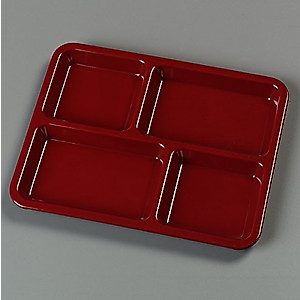 Carlisle FoodService Products Right Hand 4-Compartment Cafeteria / Fast Food Tray, 8.5" x 11", Dark Cranberry