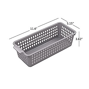 Ggbin Grey Plastic Storage Basket, Small Basket Bins, 6 Packs
