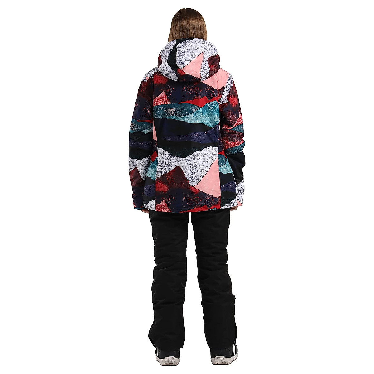 GSOU SNOW Women's Ski Jacket and Pants Snowboarding Snowsuit Coat Insulated Waterproof Windproof,Color Spot Pink L