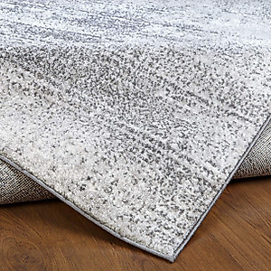 Antep Rugs Florida Collection Distressed Modern Abstract Polypropylene Indoor Area Rug (Grey, 5' x 7')