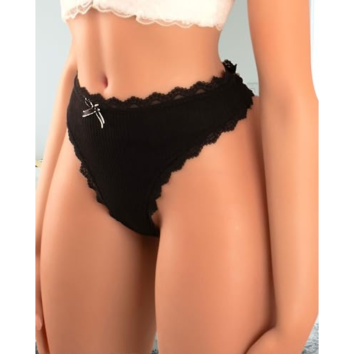 Banamic Seamless Lace Thong for Women No Show Thong Underwear Thong Sexy Panties(S-4XL)