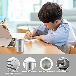 MONGSEW 4PCS Stainless Steel Kids Cups, 8 oz Unbreakable Stainless Steel Cups for Kids and Toddlers, Great for family meals, parties, camping trips and picnics, Dishwasher Safe (Gift box Included)