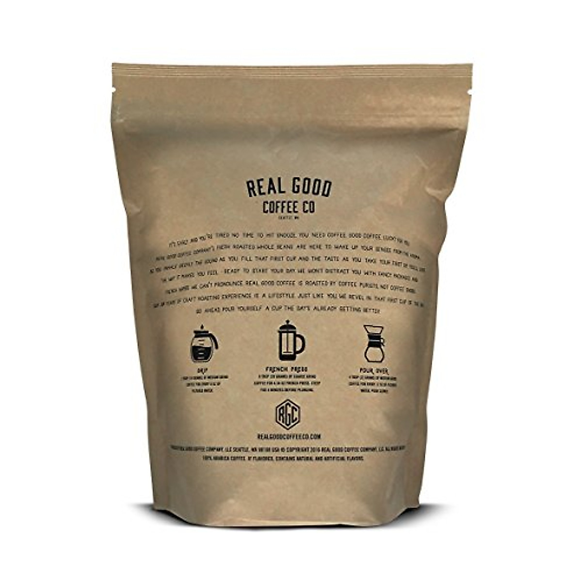 Real Good Coffee Company - Whole Bean Coffee - Donut Shop Medium Roast Coffee Beans - 2 Pound Bag - 100% Whole Arabica Beans - Grind at Home, Brew How You Like