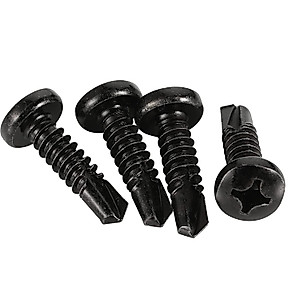 #6 x 3/4" Pan Head Self Tapping Screws Sheet Metal Screws, 410 Stainless Steel Black, 100 PCS