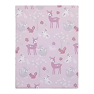 Everything Kids Fox, Deer, Bunny, Forest Pink, Grey and White Preschool Nap Pad Sheet