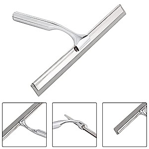 Ettori Shower Squeegee Clear Glass Wall Cleaner Stainless Steel with Suction Storage Hook -10'', Chrome