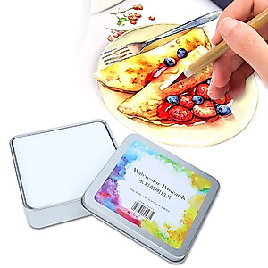 Gerioie Watercolor Paper, Art Paper Watercolor Paper Pad Watercolor Tool, Paper Craft Supplies Cold(Square tin Box 24/Sheet)