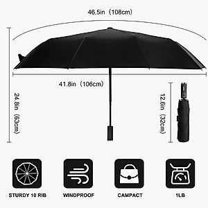 DOFOWOT UV Protection Umbrella for Rain Sun Umbrellas Windproof UPF 50+ UV Travel Umbrella Compact for Women Men