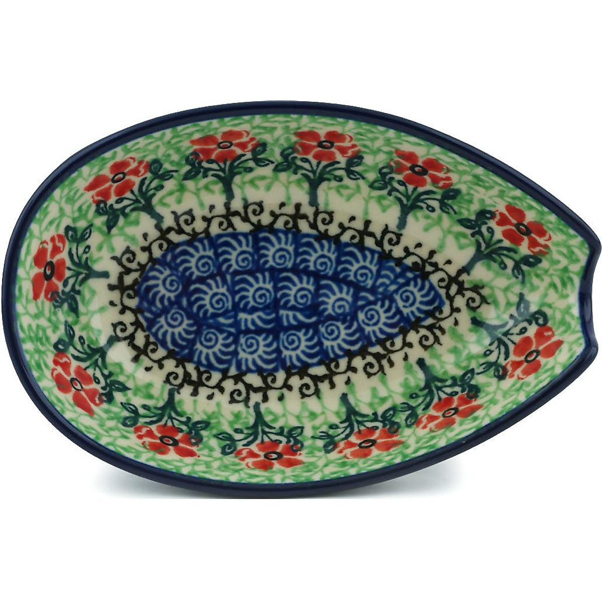 Polish Pottery Spoon Rest 5-inch made by Ceramika Artystyczna (Maraschino Theme)