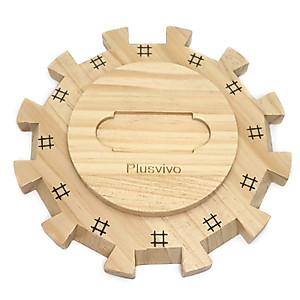 plusvivo Dominoes Mexican Train Hub Up to 12 Players, Wooden Mexican Train Hub Centerpiece with Felted Bottom Made of Superior Pine