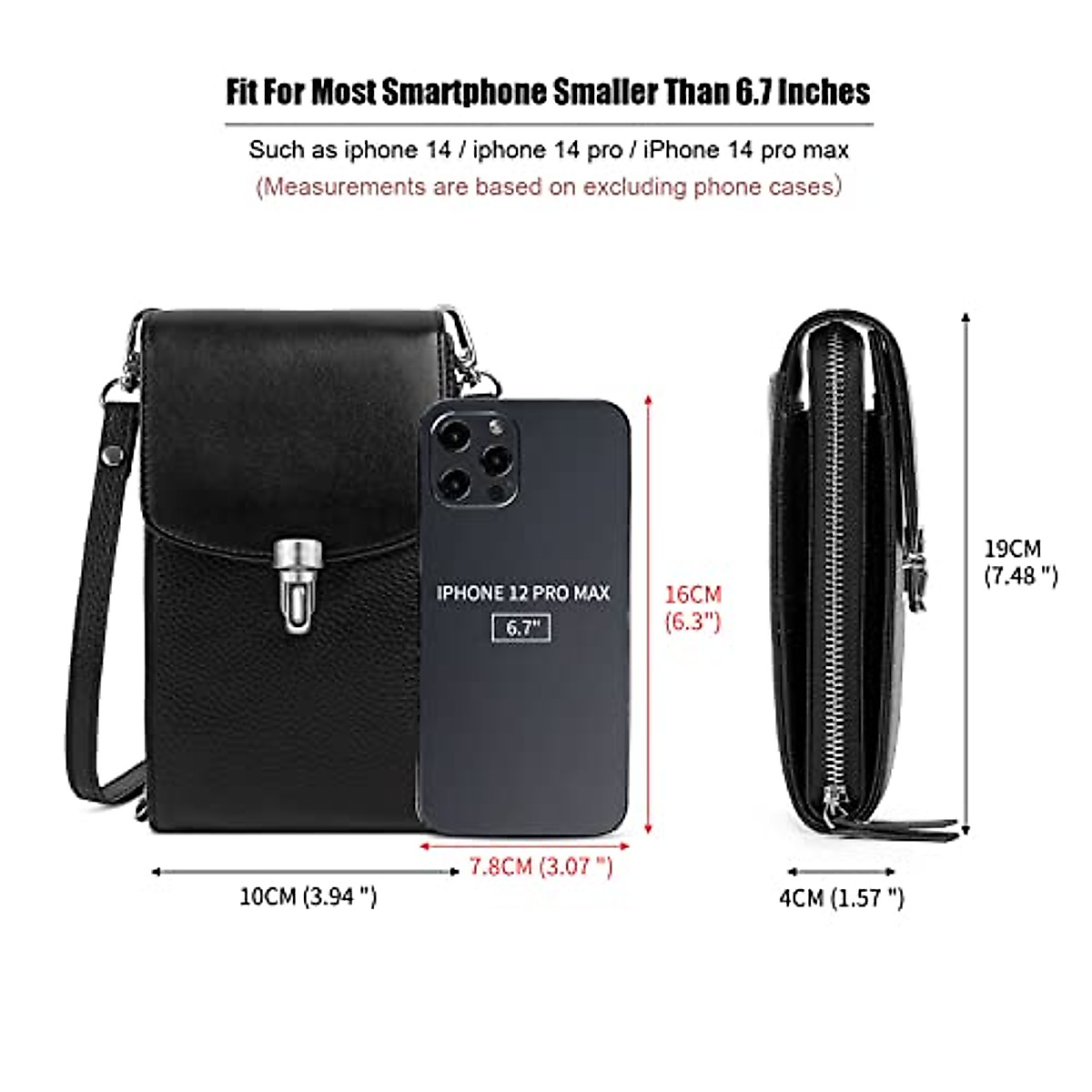 Perlvin Alinne Small Genuine Leather Crossbody Bag for Women Rfid Blocking Cell Phone Wallet Purse Handbag with Card Slots