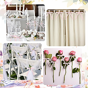 Riceshoot 50 Pcs Twist Tie Bows 5x7 Inch Satin Ribbon Bows for Gift Wrapping Cake Treat Bags Craft DIY Gift Wedding Baby Shower Birthday Party(Pink)