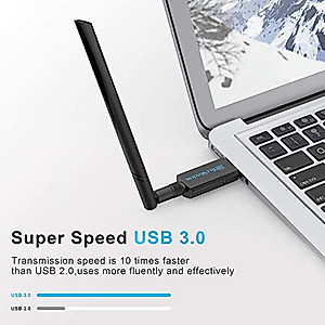 Blueshadow AC1200 USB WiFi Adapter - 2.4G/5G Dual Band Wireless Network Adapter for PC Desktop, MU-MIMO WiFi Dongle, USB 3.0, Supports Windows11/10/8/7/Vista/XP, /Mac OS X 10.5-10.15