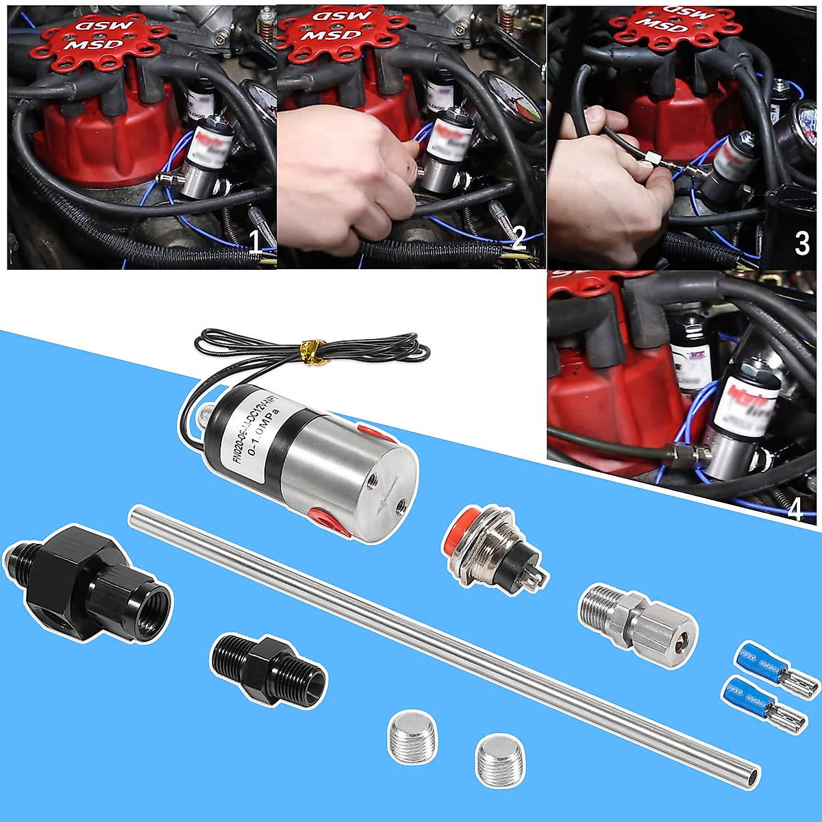 Deecaray 16030NOS-4AN Line Purge Valve Kit with Instructions，Suitable for "Purging" Nitrous Oxide（11-Piece）