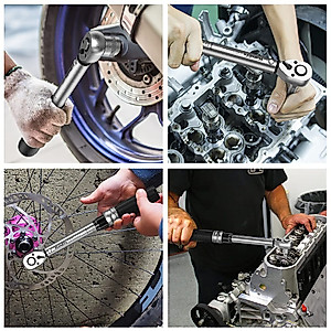 1/4" Torque Wrench Handife 5-25 Nm Drive Click Torque Wrench Set Bike Maintenance kit 1/4 Inch High Precision Repair Spanner Key with Double Scale, Two-Way Ratchet with Wrench Socket Bit Extension Bar