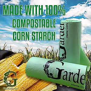 Compostable Trash Bags for Kitchen Compost Bin - Fits 1, 1.2, 1.3, 1.5 Gallon Biodegradable Compost Bags for Kitchen Pail liners- Package of 2-50 bags per Roll fits Gardenatomy, Goldsol and Other Bins