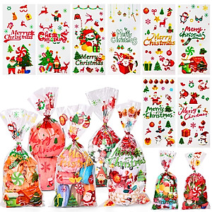 shynek 180 Pcs Valentine Cellophane Bags Red Gift Bags Candy Treat Bag Clear Goodie Bags with Twist Ties and Heart Gift Tags Cards for Valentine's Day Craft Wrapping Party Favor Supplies