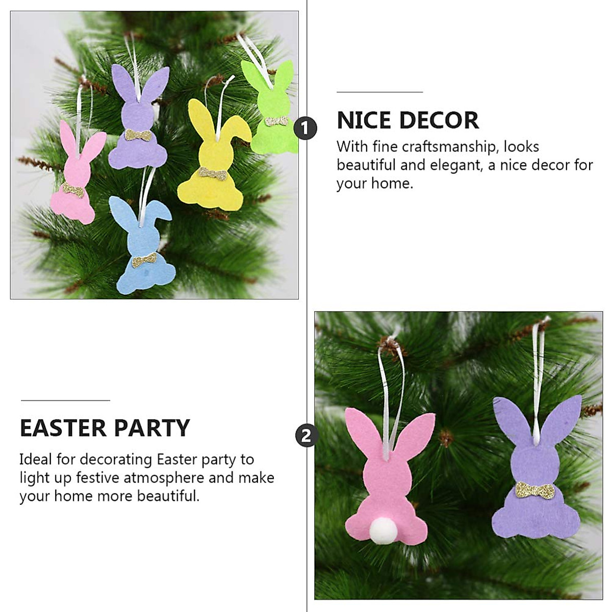 VALICLUD 10pcs Easter Rabbit Ornament Hanging Bunny Ornaments Felt Bunny Rabbit Easter Tree Decorations for Home Garden Layout Easter Party Supplies