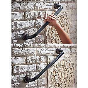 CRODY Bath Wall Attachment Handrails Grab Bar Rails Towel Rack Grab Bar European Copper Retro Antique Wall Hanging Toilet Disabled Elderly Bathroom Safety Handrail Senior Assist Bath Handle/Black/49.1