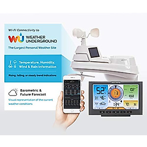 AcuRite Iris (5-in-1) Home Weather Station with Wi-Fi Connection to Weather Underground with Temperature, Humidity, Wind Speed/Direction, and Rainfall (01540M) , Black