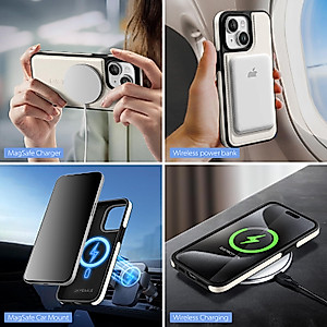 SkyEagle for Compatible Magsafe 2 in 1 Detachable iPhone 15 Wallet Case with Card Holder,Women Men Magnetic PU Leather RFID Blocking Flip Kickstand Credit Card Slots,for Apple 15 6.1",White