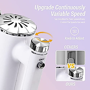 BAIGELONG Hand Mixer Electric, 500W Ultra Power Handheld Mixer with Continuously Variable Speed Control, 5 Stainless Steel Accessories Kitchen Mixer for Baking, Dishwasher Safe, White Silver