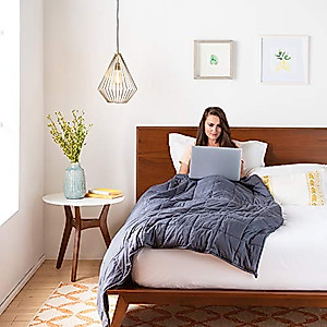 Linenspa 15 Pound Weighted Blanket – All Natural Relief and Sleep Aid - Filled with Premium Glass Beads - Calming and Soothing Hug