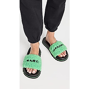 Marc Jacobs Women's The Teddy Slides, Fluffy Green, 6 Medium US
