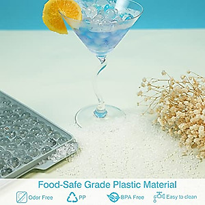 Toobimen Mini Ice Cube Trays, 4 Pack Small Ice Cube Tray with Lid and Bin, 104x4 PCS Ice Ball Maker Mold, Crushed Ice Trays Easy Release for Chilling Drinks, Coffee, Cocktail, Juice (Blue)