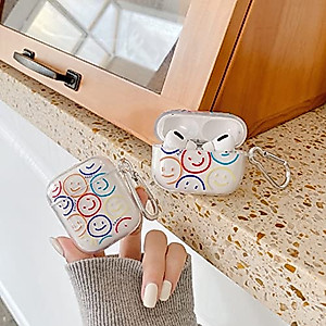 HENJI TPU Case for AirPods 2&1, Anti-Fall Protective AirPods 12 Case with Keychain, Front Led Visible, Ultra Slim Shockproof Skin for AirPods 21 Charging Box (Smiley)