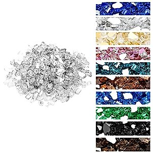 Onlyfire 10 pounds Fire Glass for Propane Fire Pit and Gas Fireplace, 1/4 Inch Reflective Firepit Glass Rocks for Fire Pit Table and Fire Bowl, High Luster Platinum